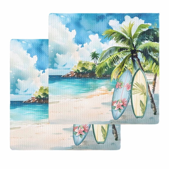 Summer Beach Kitchen Dish Towels for Drying Dishes Set of 2, Tropical ...