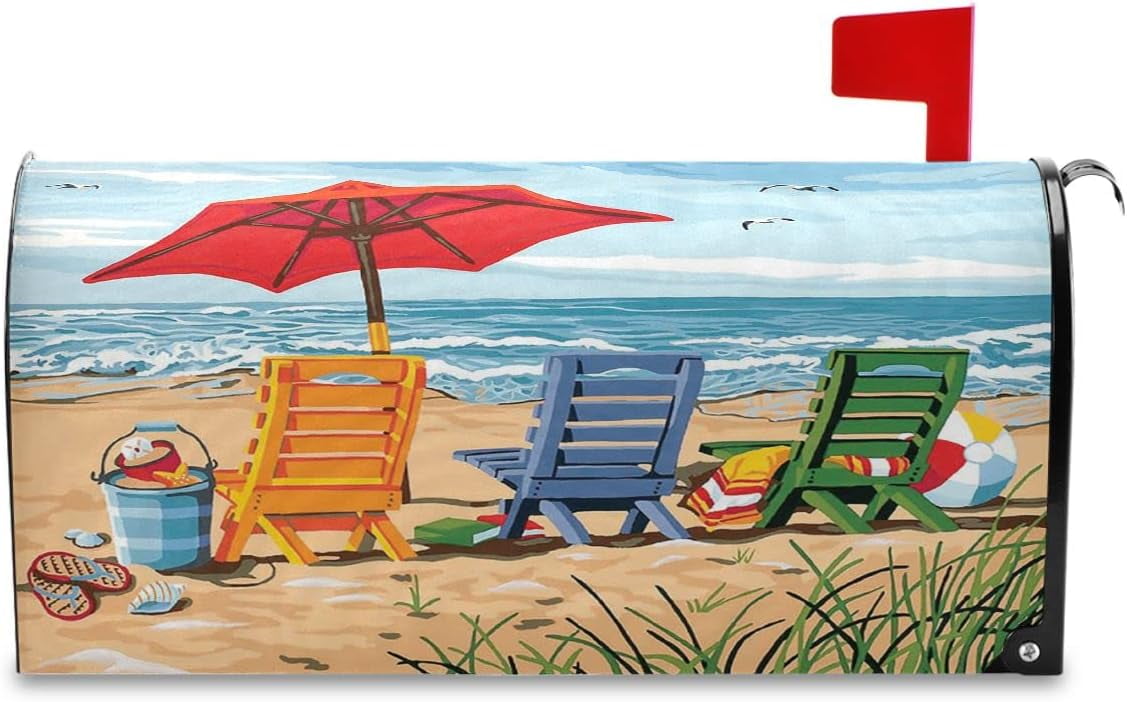 Summer Beach Life Magnetic Mailbox Cover Standard 21 X 18 in Nautical ...