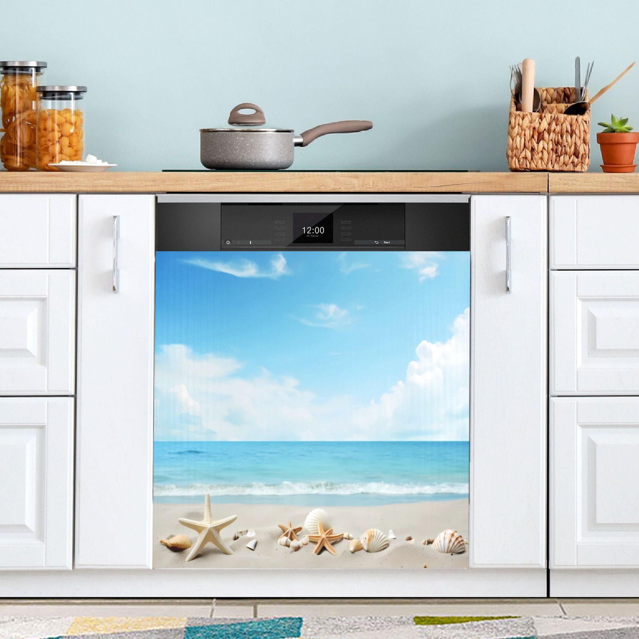 Summer Beach Magnetic Dishwasher Cover Magnet Refrigerator Dishwashers ...