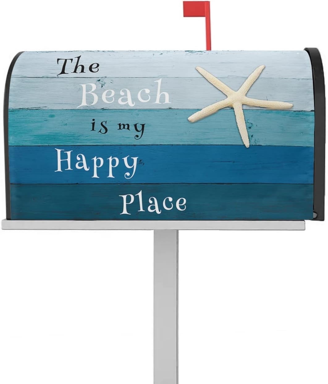 Summer Beach Magnetic Mailbox Covers 21"x25.5",Blue Wooden Nautical ...