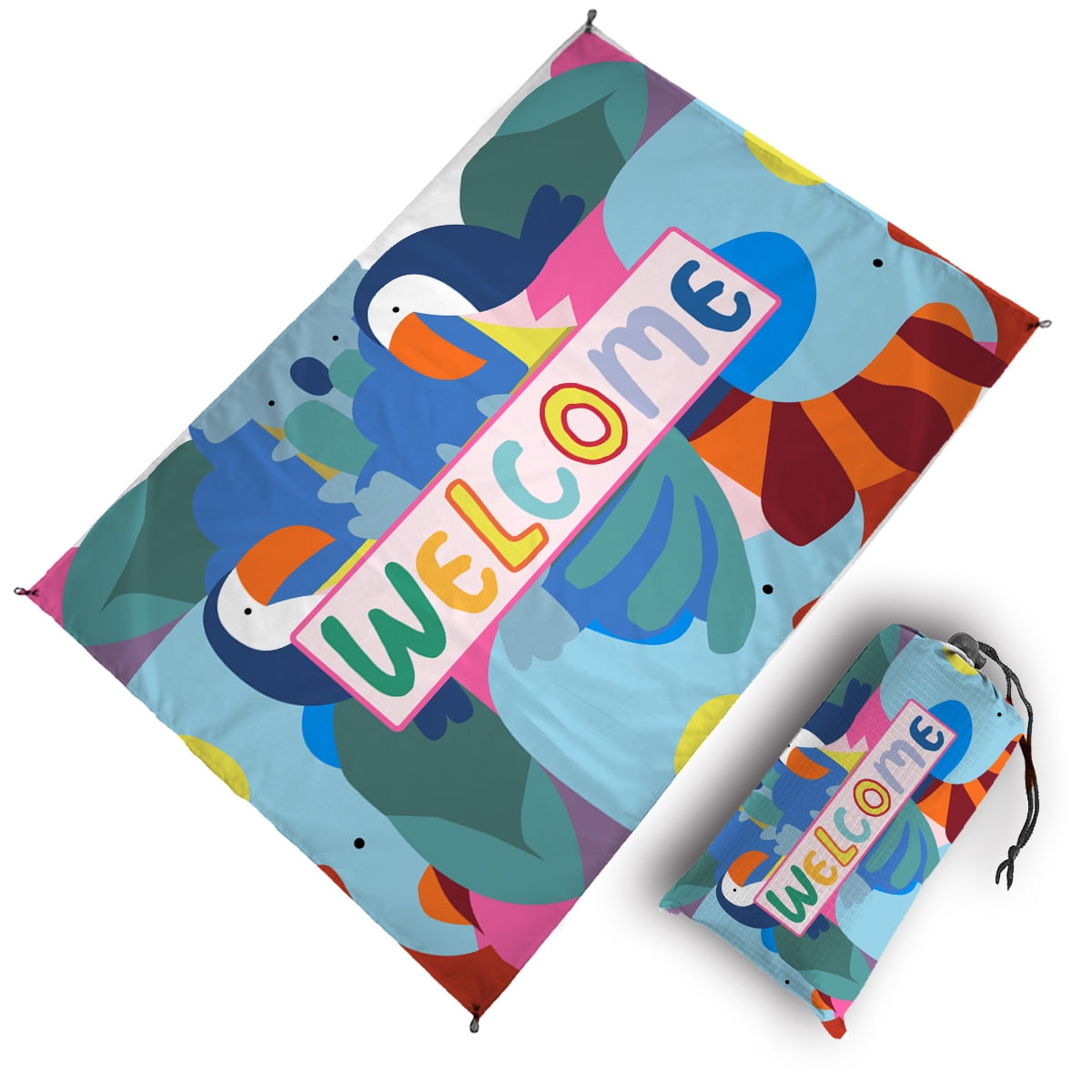 Summer Beach Mat Beachside Sunbathing Outdoor Colorful Digital Print ...