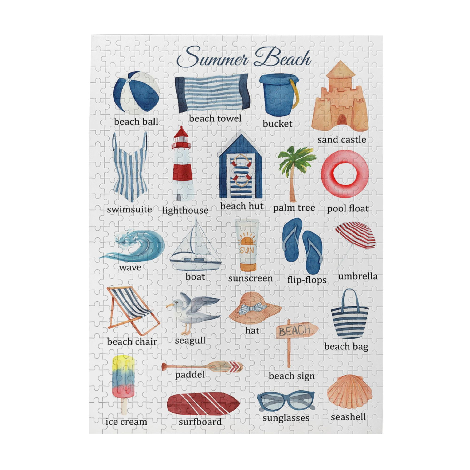 Summer Beach Montessori Puzzle, Educational Puzzle, Beach printable ...
