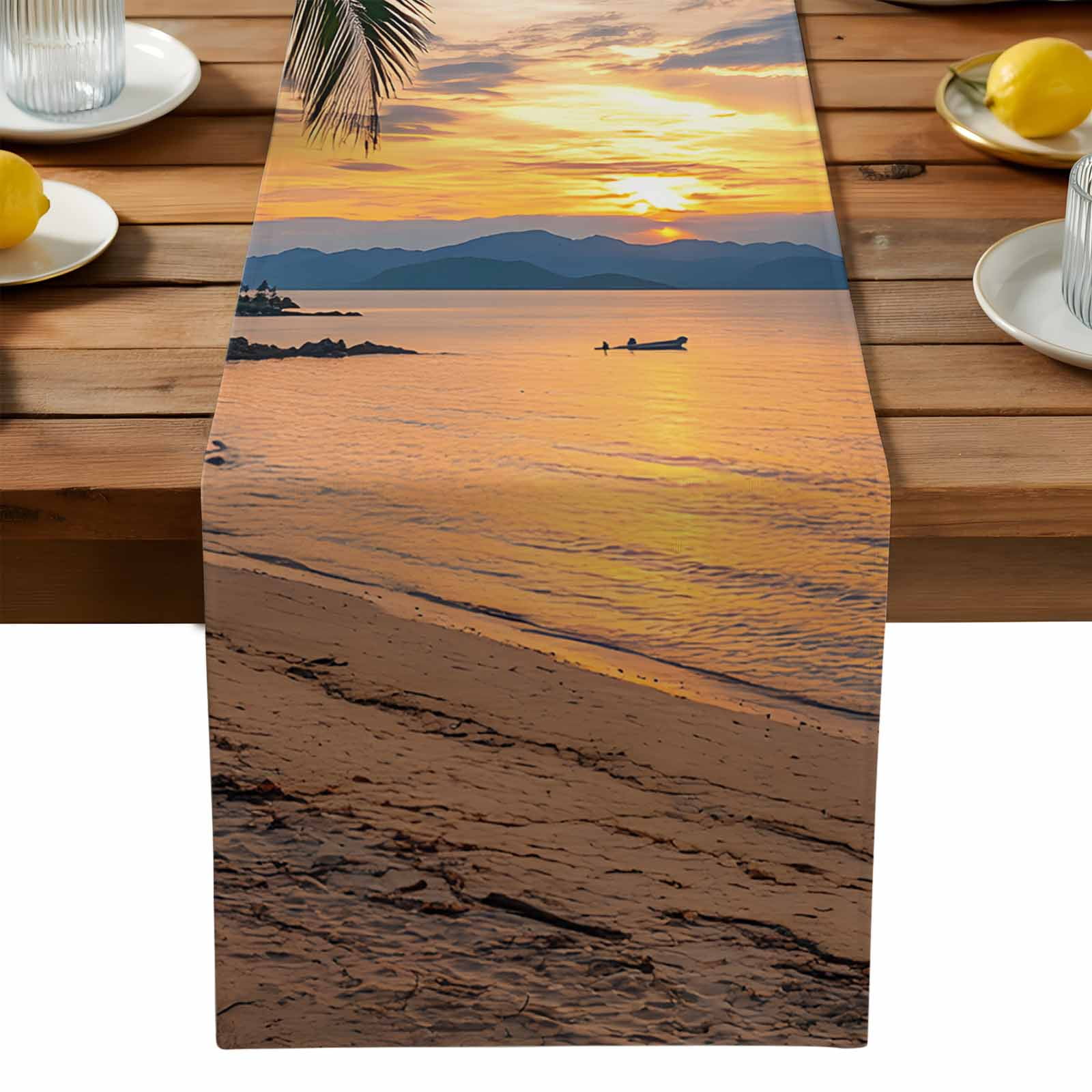 Summer Beach Ocean Coconut Tree Table Runners 13x70 Inches Long Linen ...