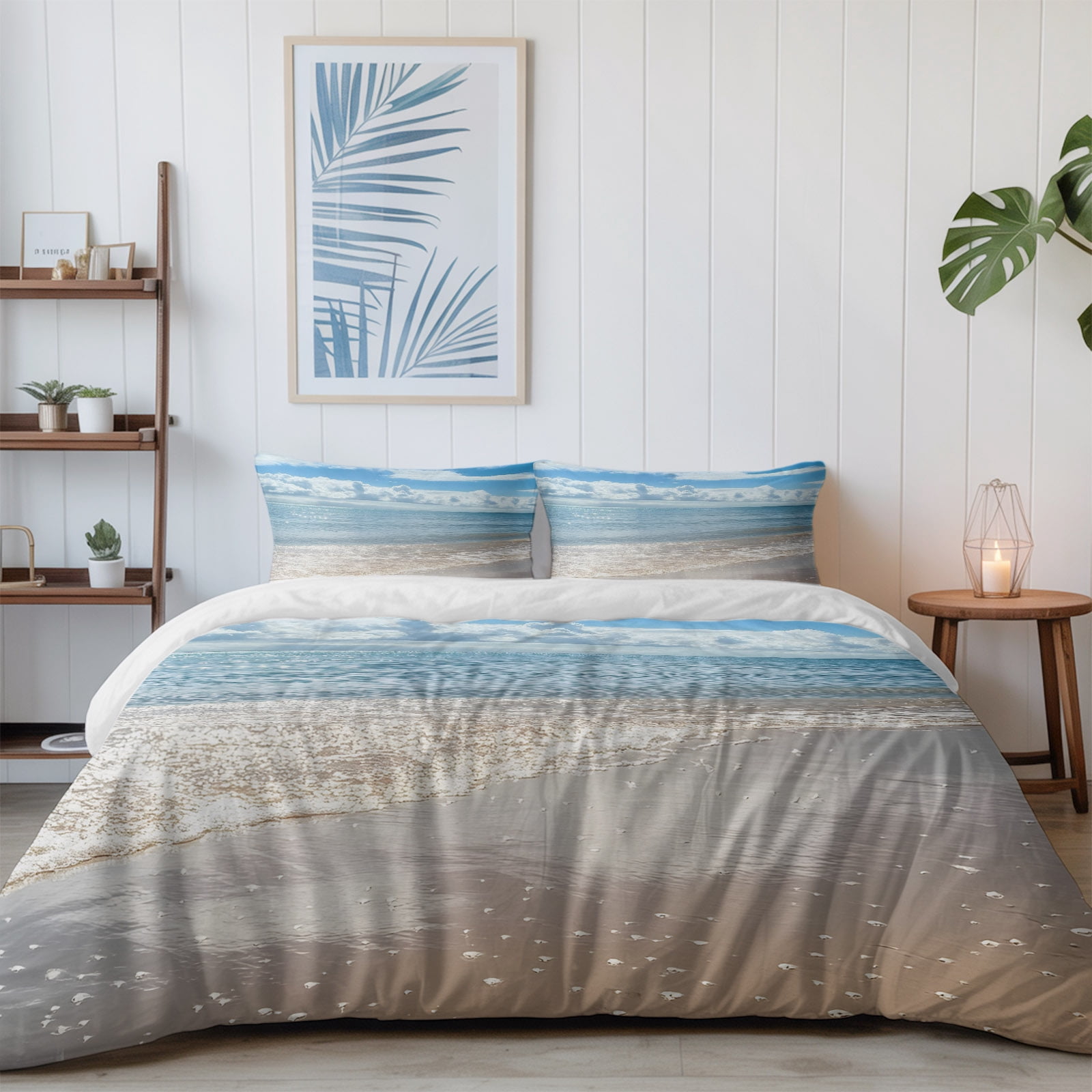 Summer Beach Ocean Wave California King Size Bed Set,Coastal Seaside ...