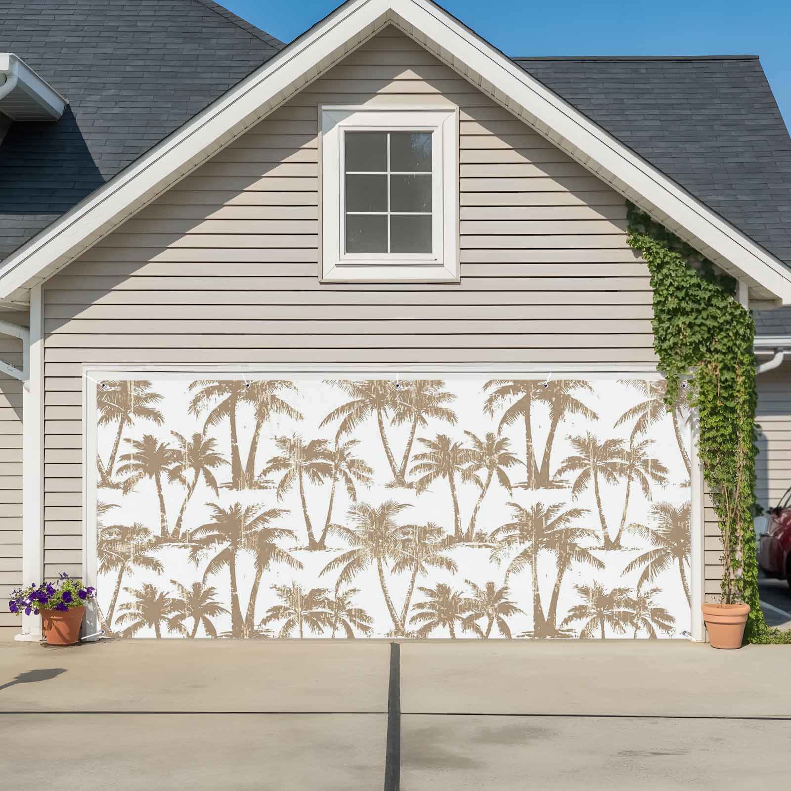 Summer Beach Palm Garage Door Banner Covers, Tropical Country Coastal ...