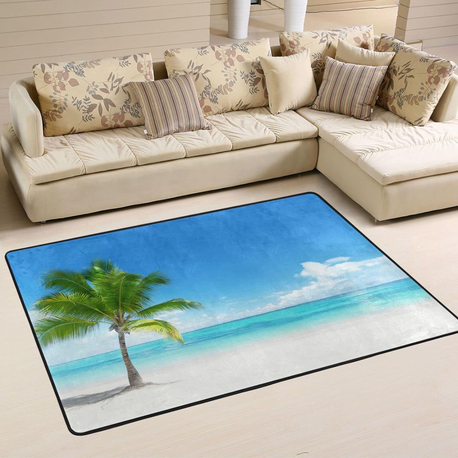 Dreamtimes Summer Beach Palm Tree Area Rug 72x48in Hello Summer Non ...