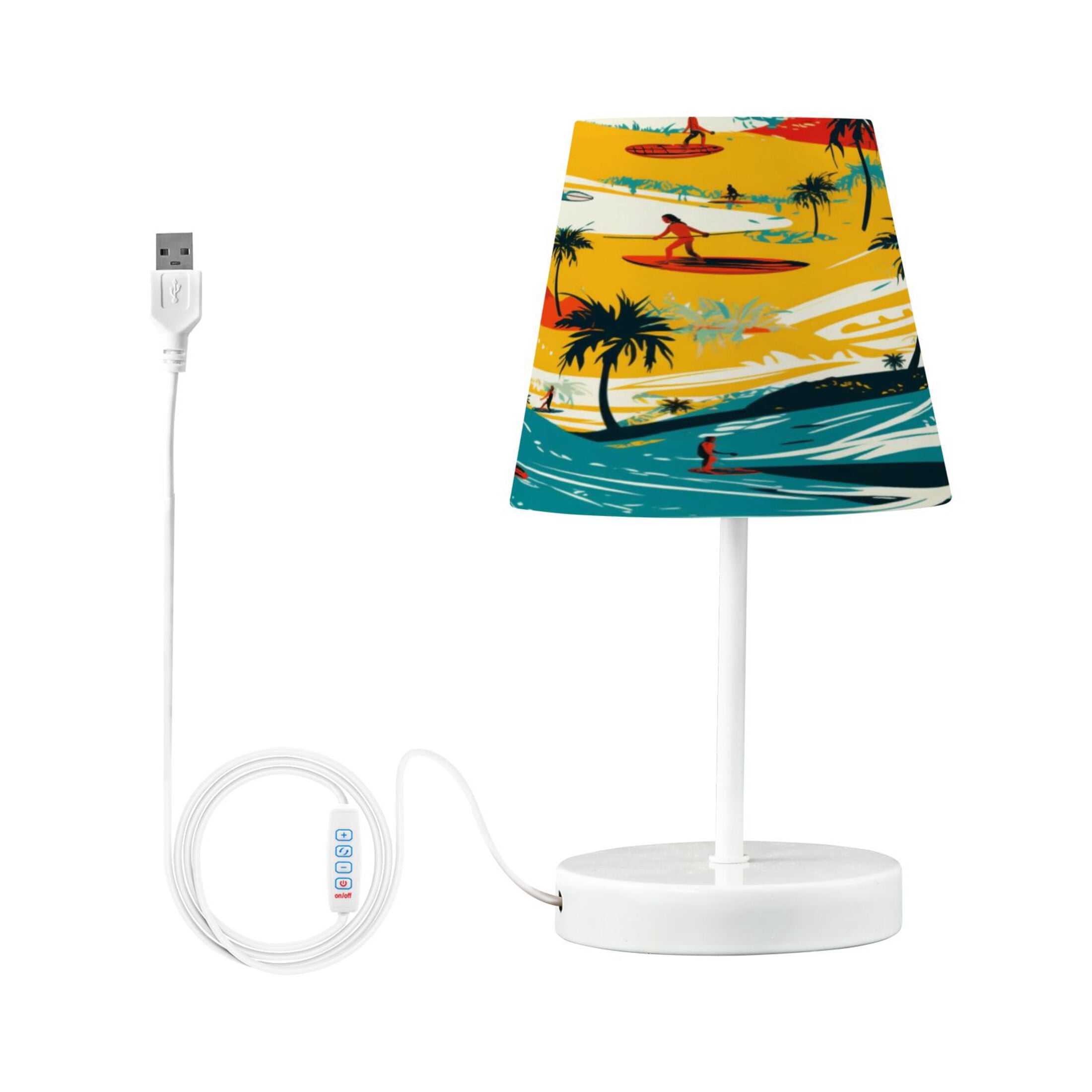 Summer Beach Palm Tree Desk Lamp LED Table Nightstand Lamps with 3 ...