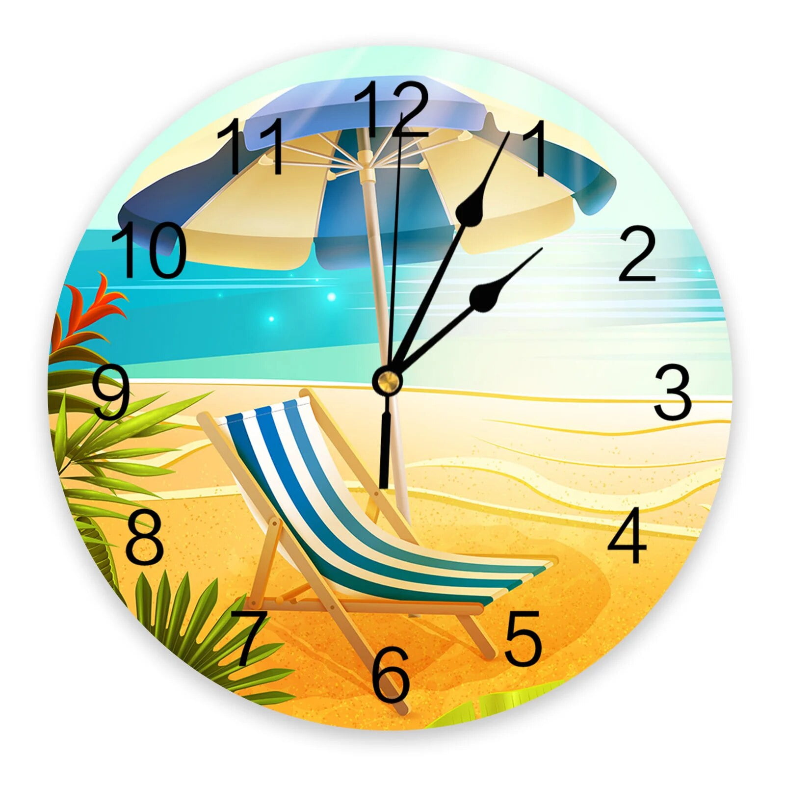 Summer Beach Palm Trees Clocks Wall Home Decor Modern Kitchen Room ...