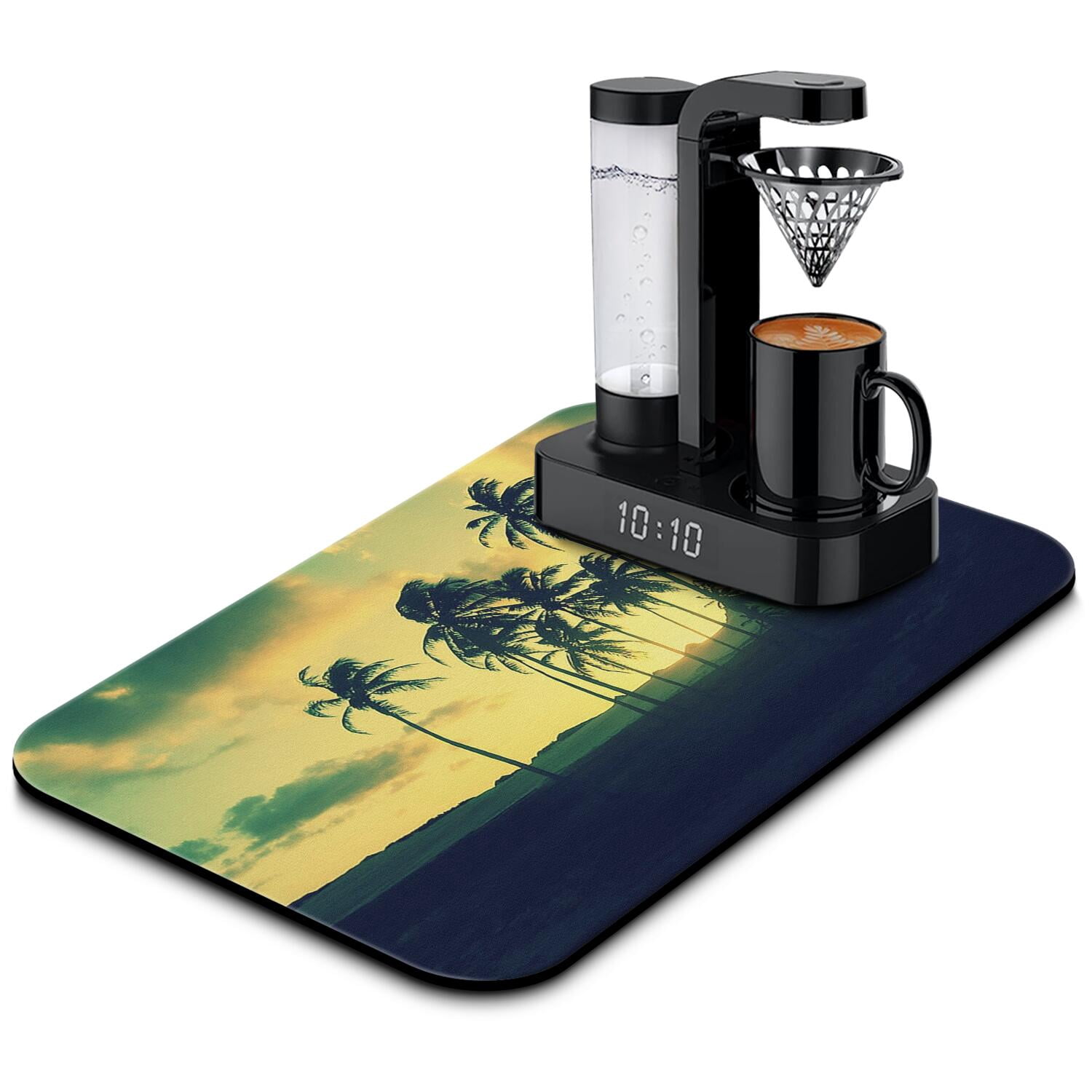 Summer Beach Palm Trees Coffee Maker Mat - Aesthetic Absorbent Pad for ...