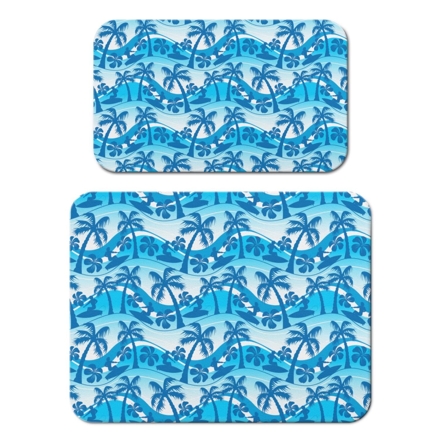Summer Beach Palm Trees Coffee Mat, Absorbent Diatom Mud Kitchen Pad ...