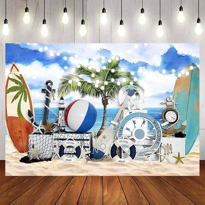 Summer Beach Photography Backdrops Nautical Columbus Day Poster ...