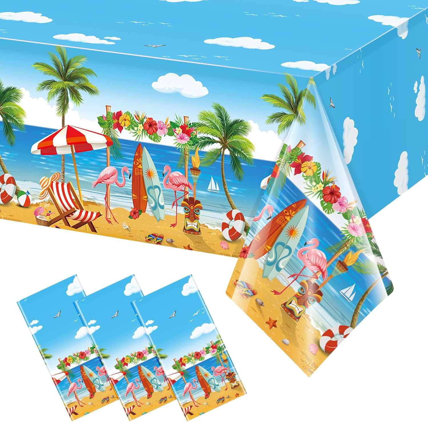 Summer Beach Plastic Tablecloth Party Decorations, Disposable Aloha ...