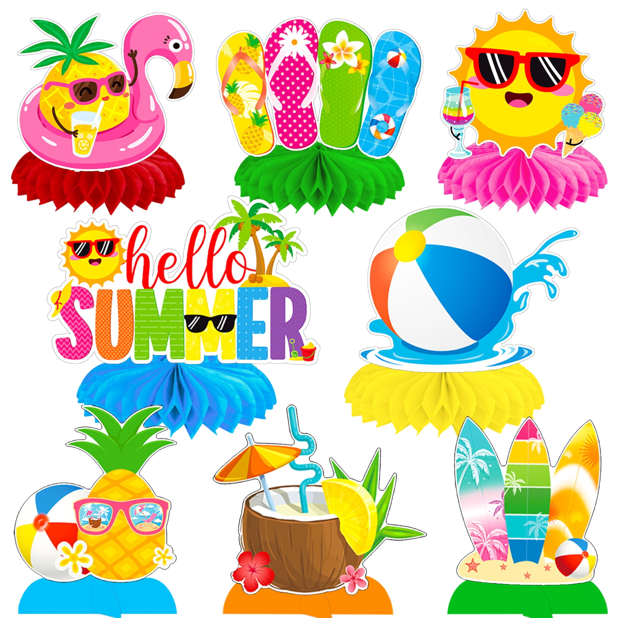 Summer Beach Pool Honeycomb Centerpieces Hello Summer Party Decorations ...