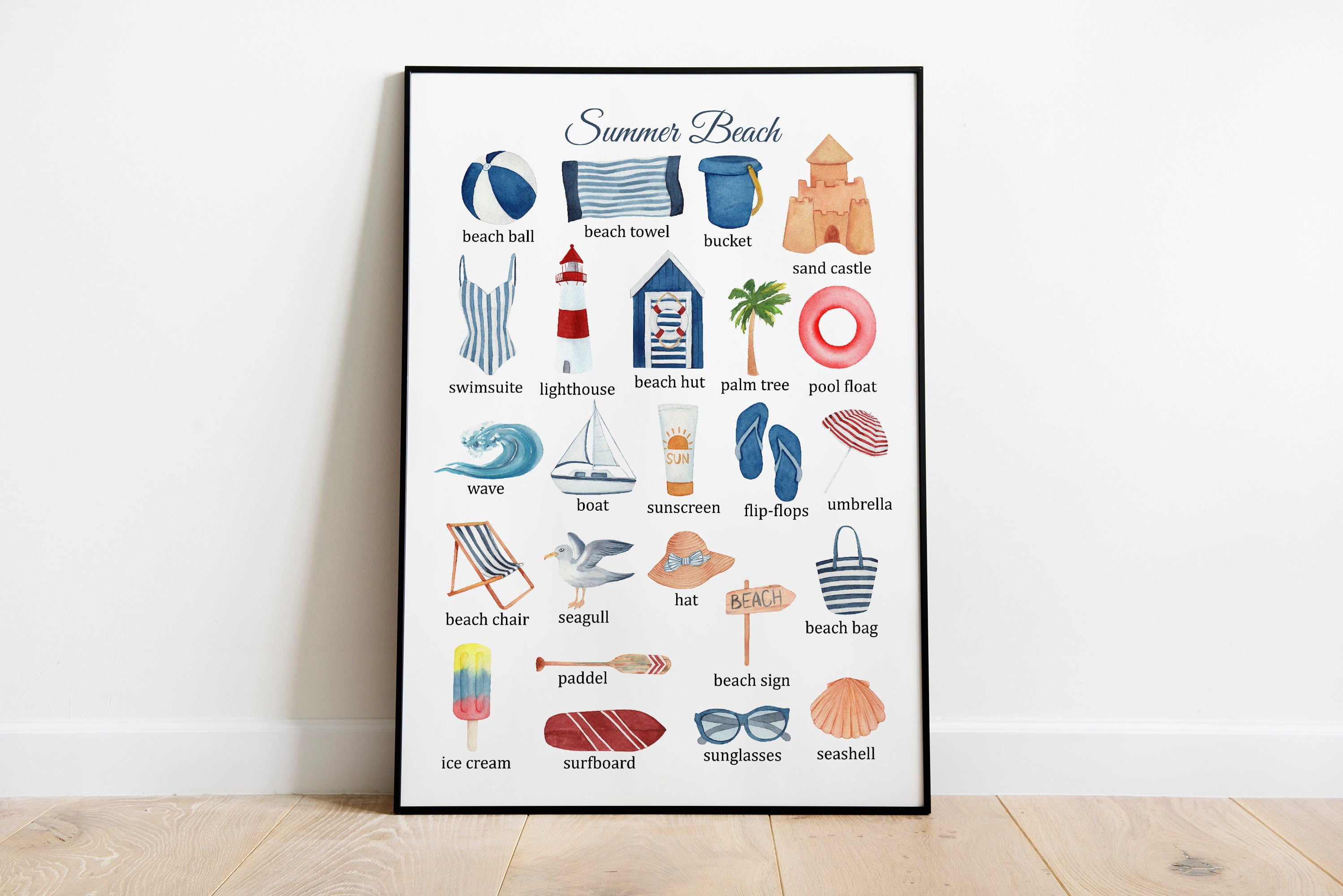 Summer Beach Poster, Educational Poster, Beach printable, classroom ...