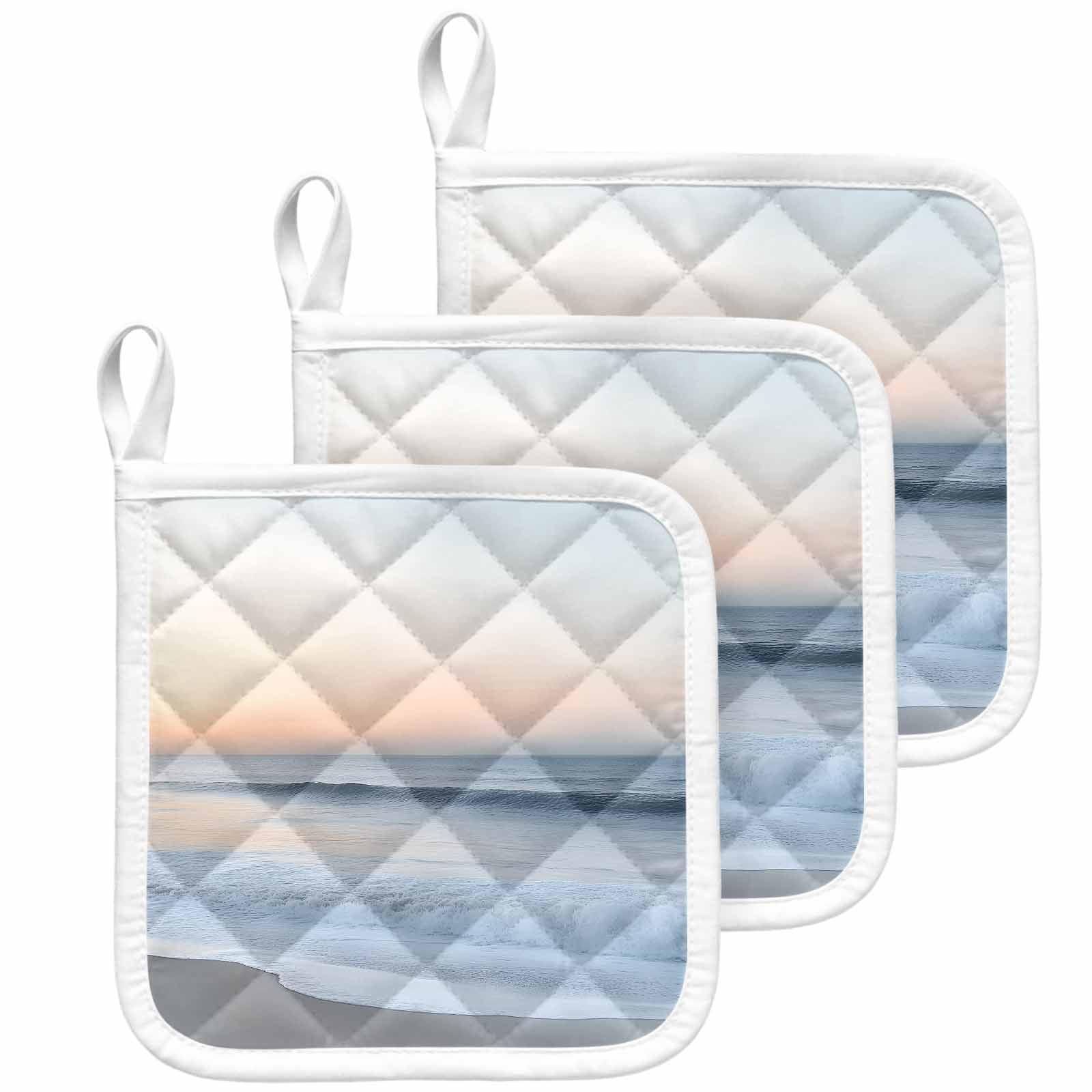 Summer Beach Pot Holders for Kitchen Heatproof Potholder, 3 Pack ...