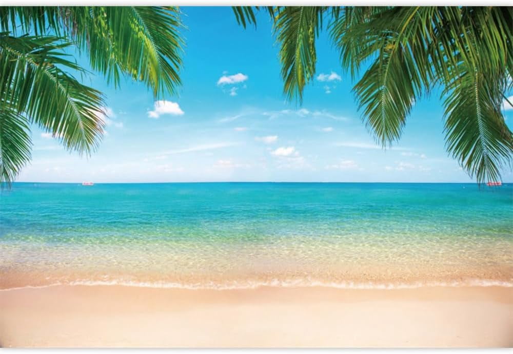 Summer Beach Pretty Backdrop Hawaii Ocean Tropical Palm Decorations ...