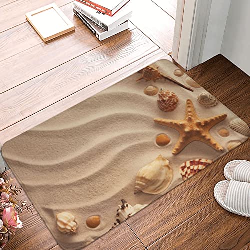Summer Beach Sand Starfish Seashell Door Mat 36 x 24 Inch Sponge Velvet ...