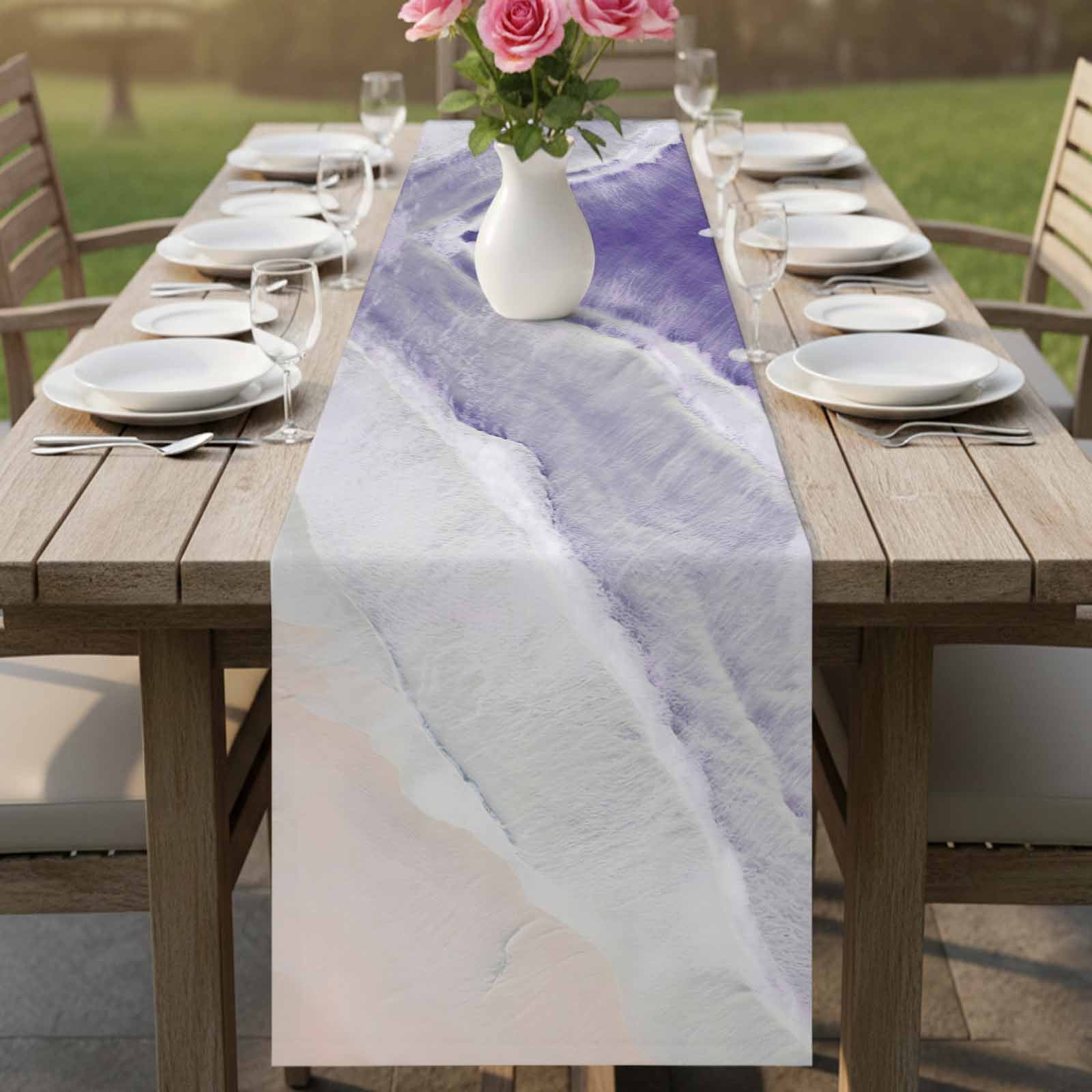 Summer Beach Sand Waves Purple Gradient Table Runner Dresser Scarf ...