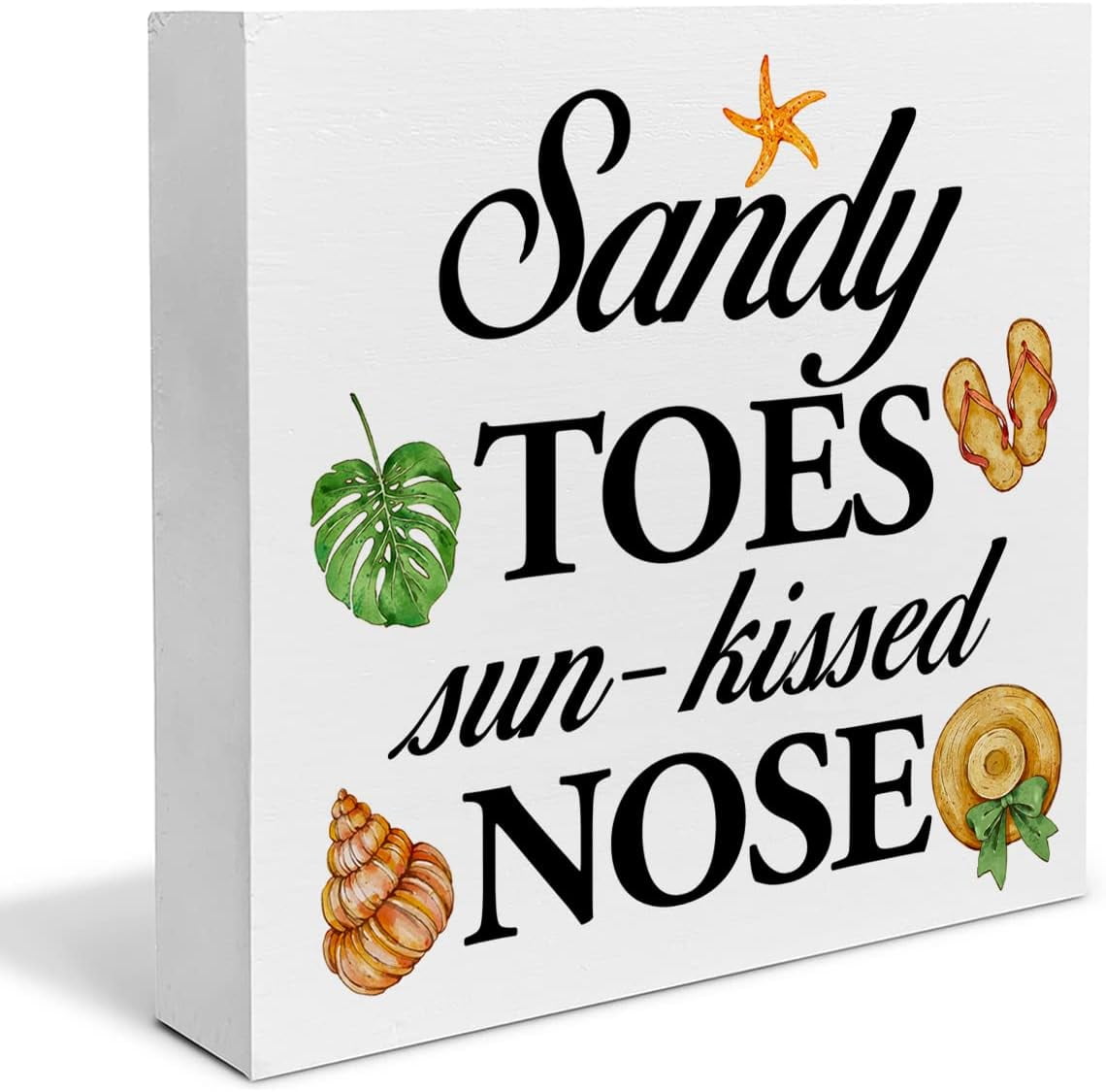 Summer Beach Saying Wood Box Sign Desk Decor Sandy Toes Sun-kissed Nose ...