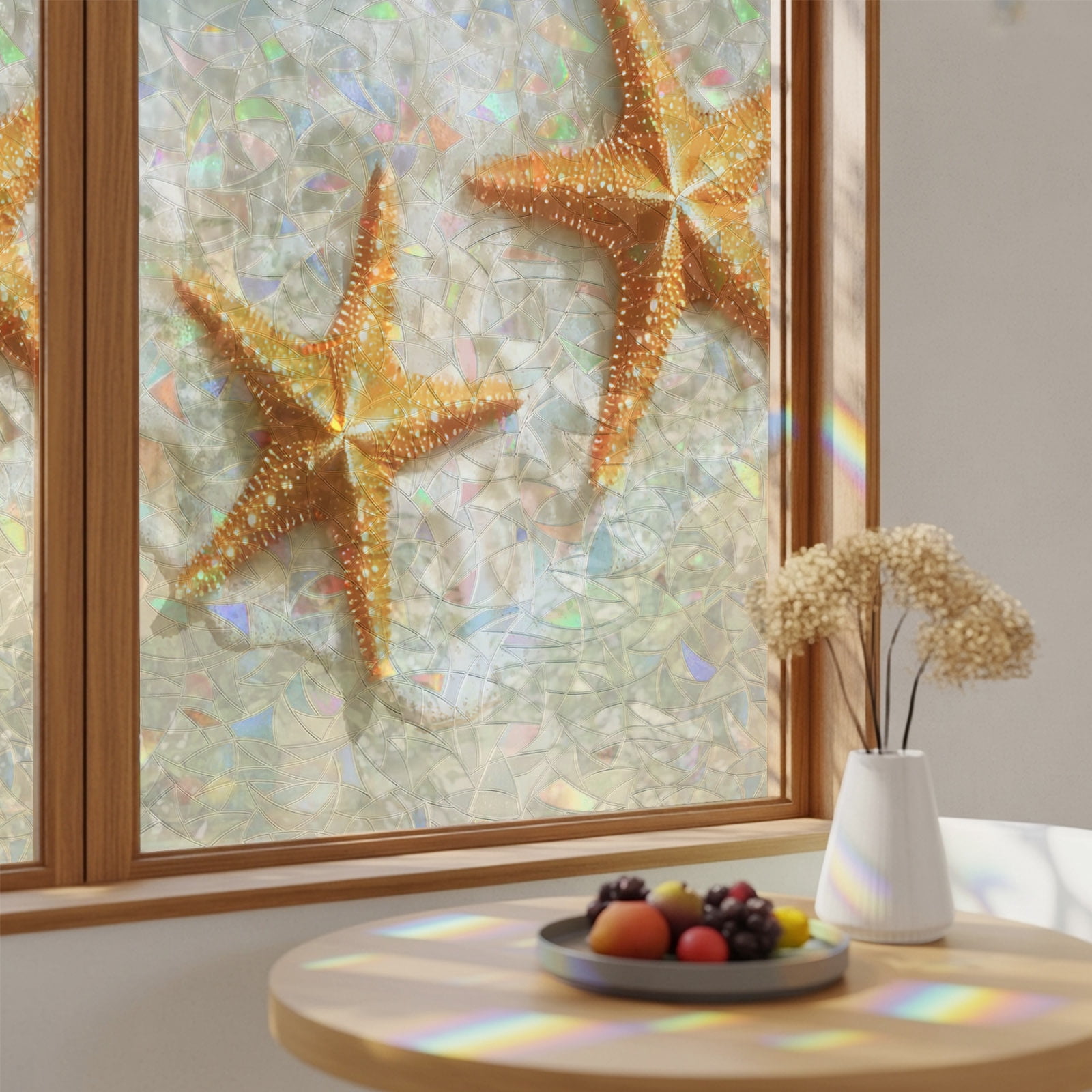 Summer Beach Scene Starfish Ocean Window Privacy Film,Heat Control Sun ...