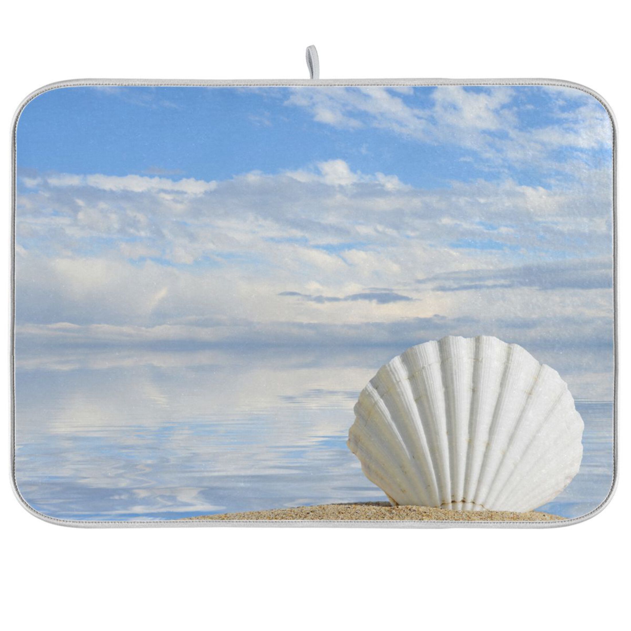 Summer Beach Sea Shells and Blue Sky Dish Drying Mat Microfiber Kitchen ...
