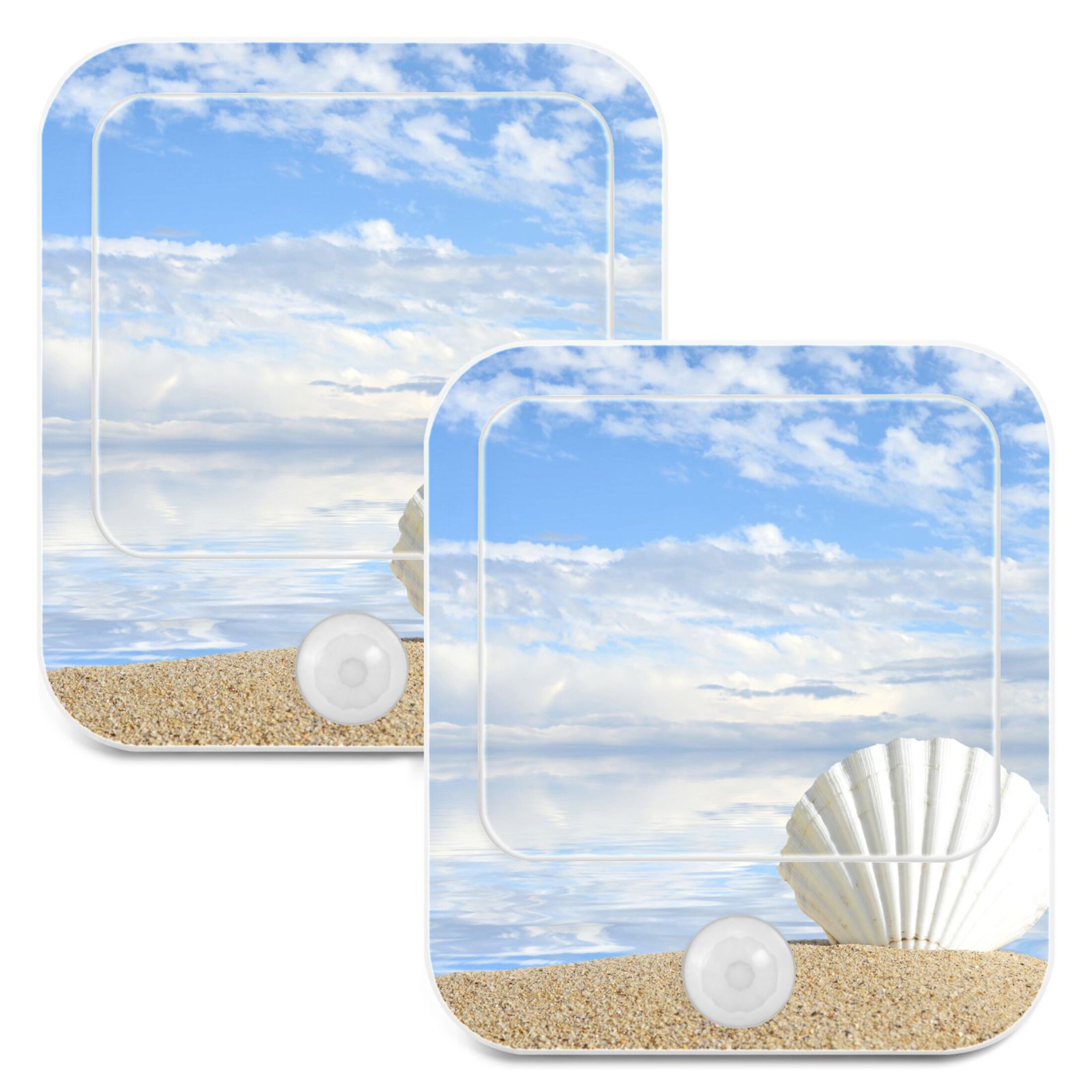 Summer Beach Sea Shells and Blue Sky LED Motion Sensor Night Light Plug ...