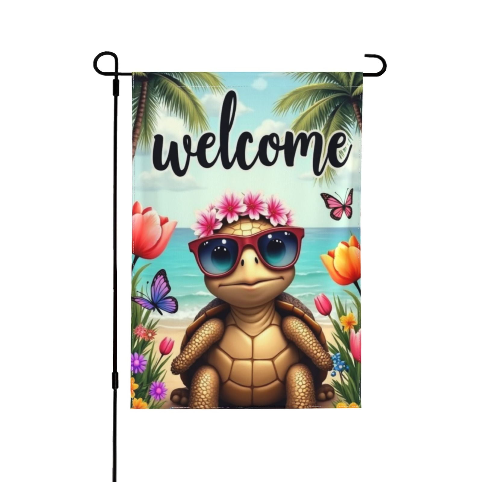 Summer Beach Sea Turtle Garden Flag 12X18 In Cute Turtle With ...
