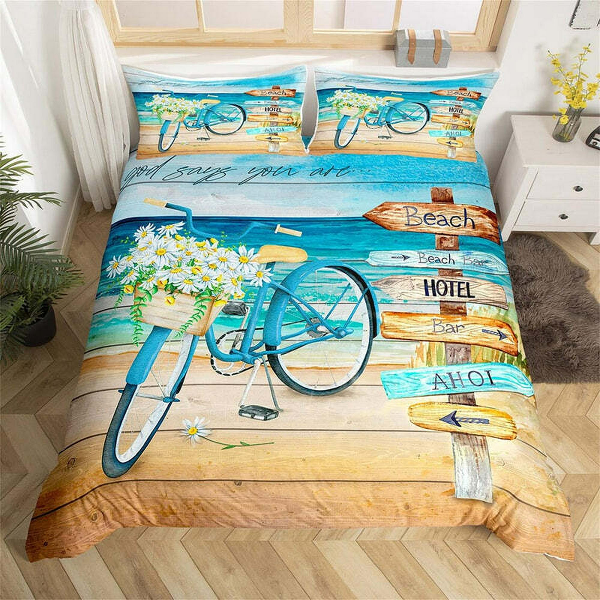 Summer Beach Seaside Duvet Cover, Retro Wooden Plank - Walmart.com