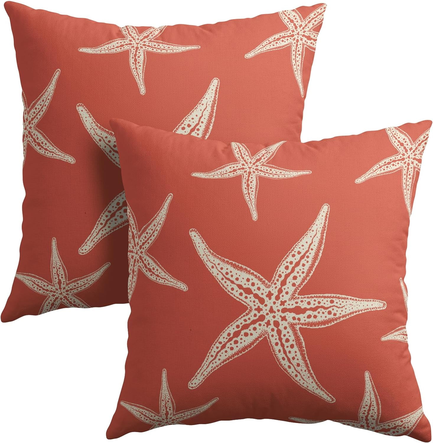 Summer Beach Starfish Pillow Covers 20x20 Inch Set of 2 Coral Pink Sea ...