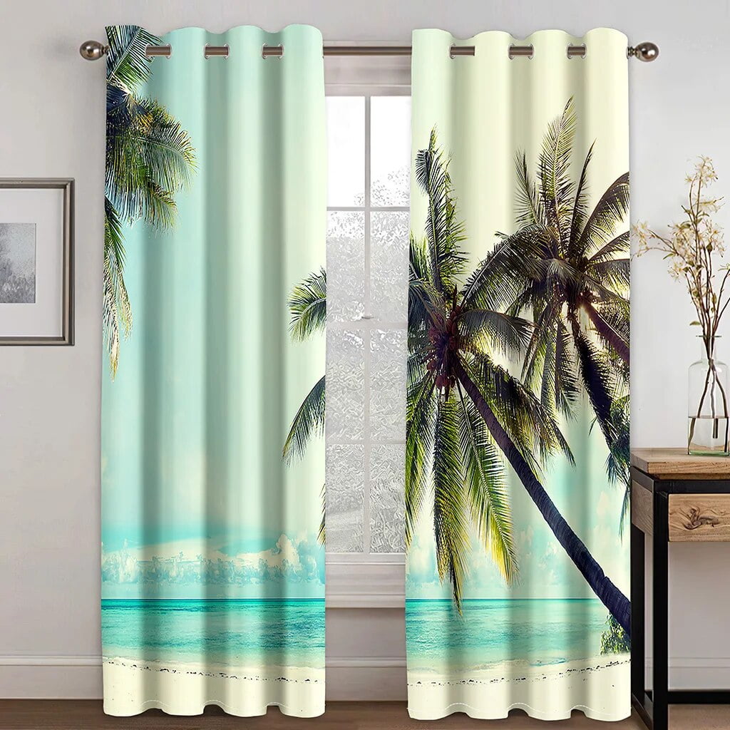 Summer Beach Sunside Tropical Plant Modern Palm Leaf Thin Shading ...