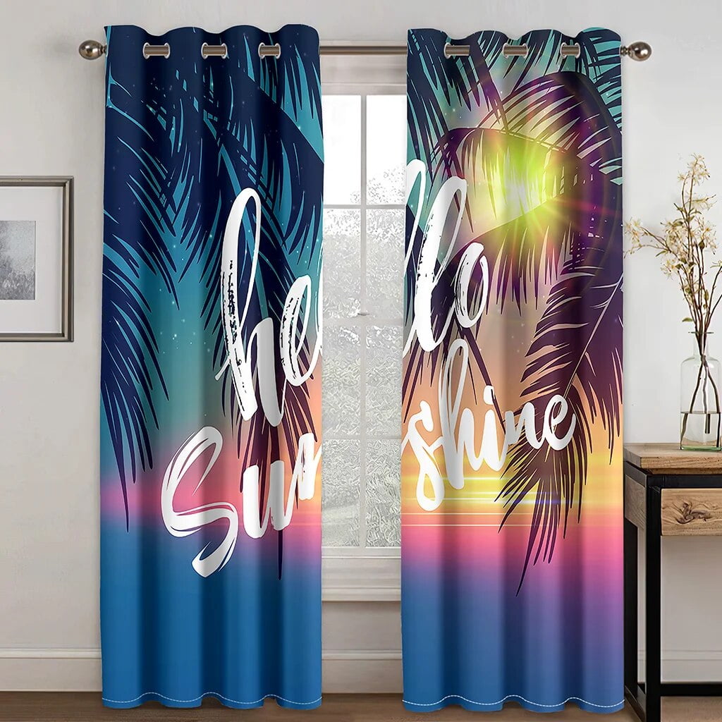 Summer Beach Sunside Tropical Plant Modern Palm Leaf Thin Shading ...