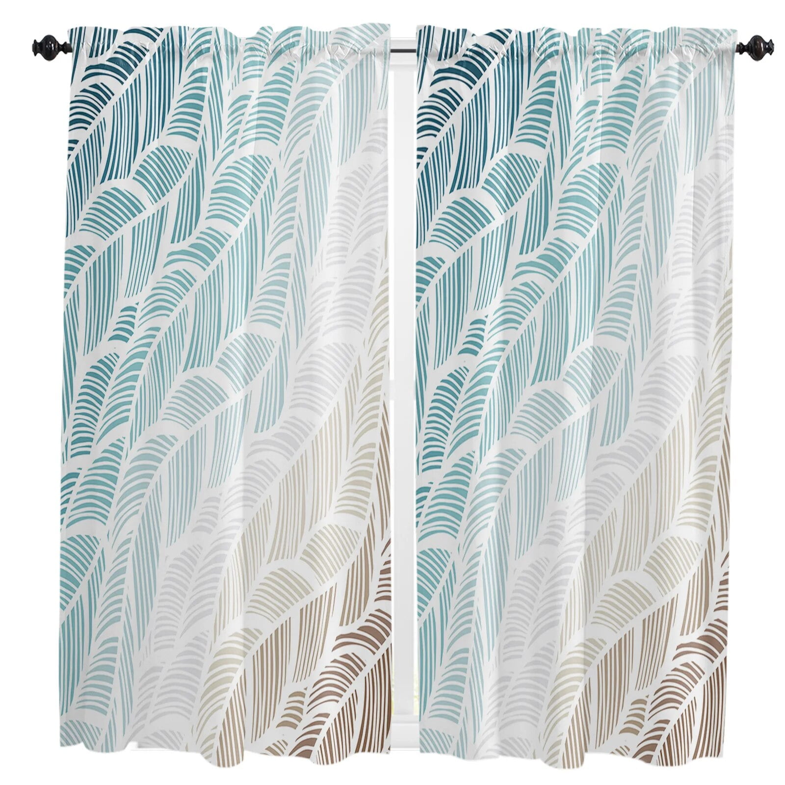 Summer Beach Texture Small Curtain Rod Pocket Short Curtains Half ...