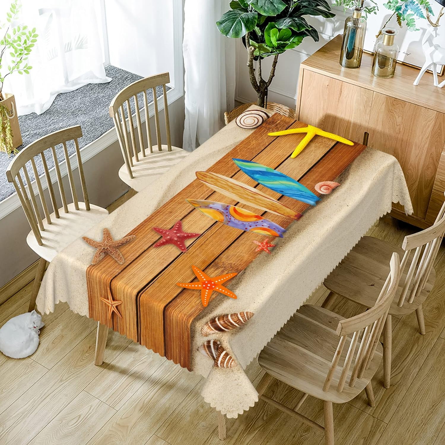 Summer Beach Theme Rectangle Tablecloth,60x120 Inch Sand Starfish ...