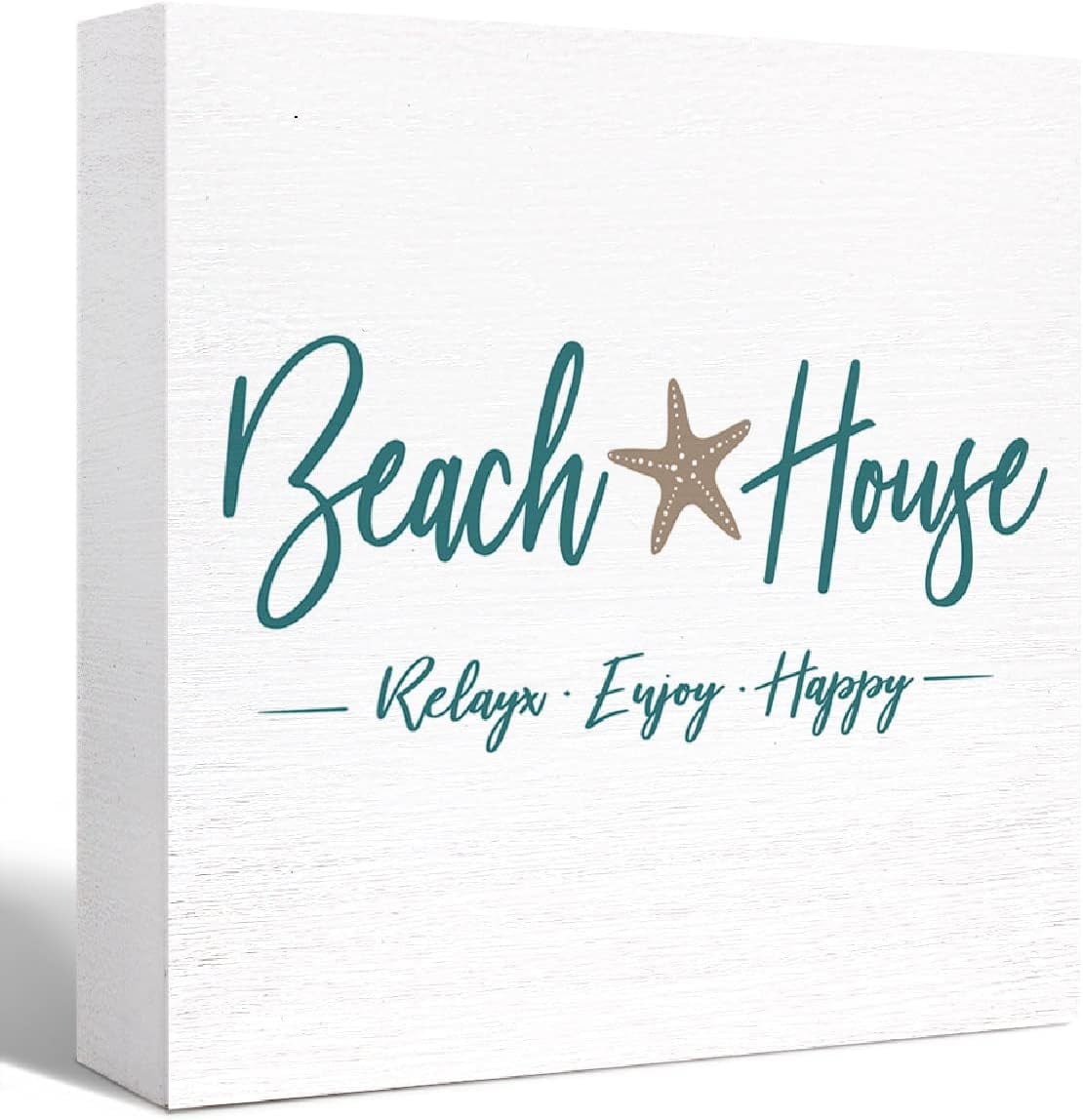 Summer Beach Theme Wood Box Sign Beach House Starfish Wooden Block Sign ...