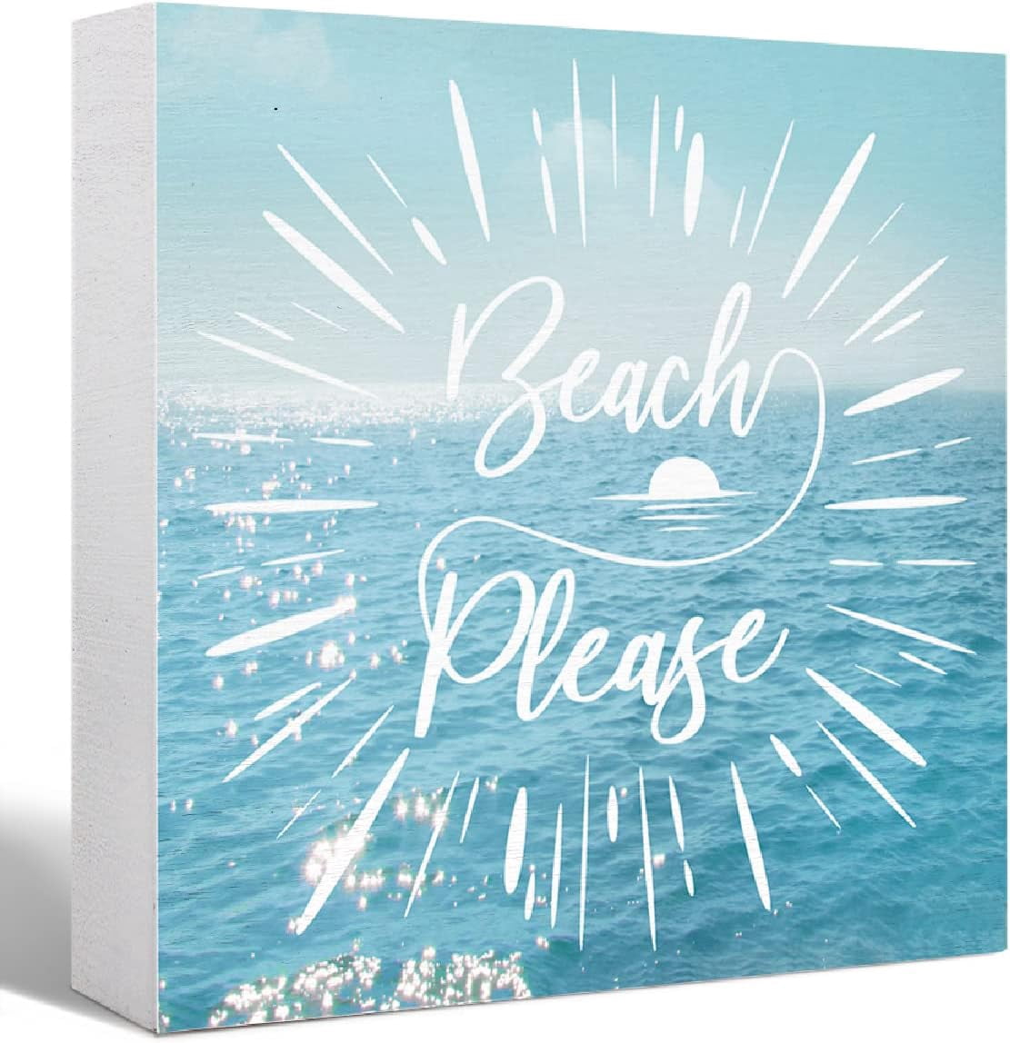 Summer Beach Theme Wood Box Sign Beach Please Seascape Wooden Block ...