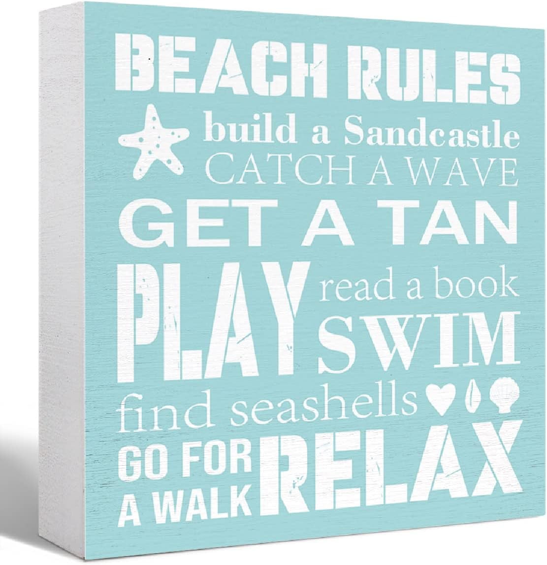 Summer Beach Theme Wood Box Sign Beach Rules Wooden Block Sign Desk ...