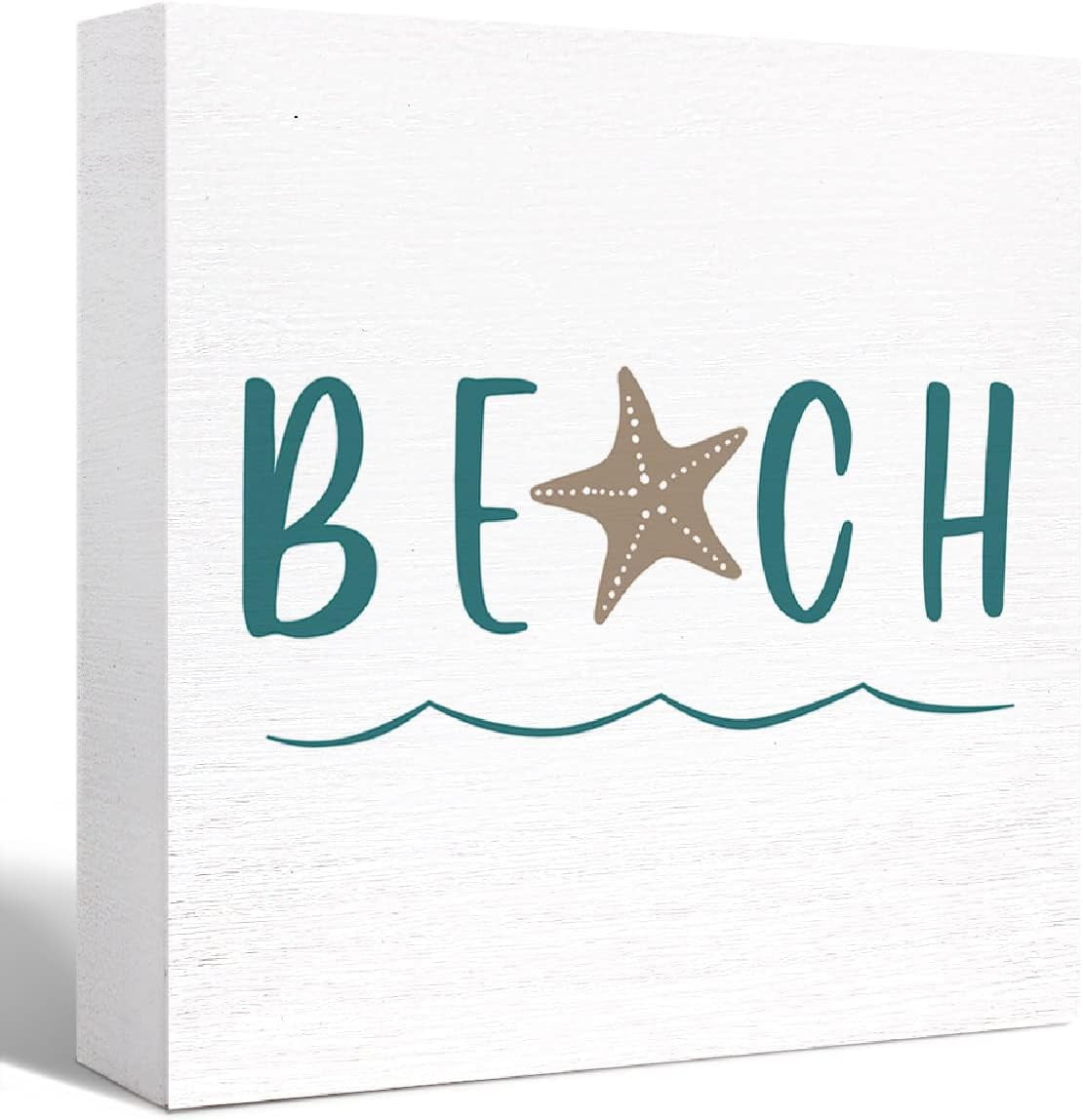 Summer Beach Theme Wood Box Sign Beach Starfish Wooden Block Sign Desk ...