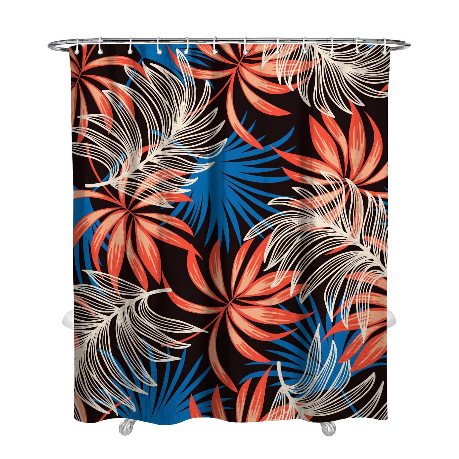 Summer Beach Themed Tropical Floral Shower Curtain 72x84, Featuring ...