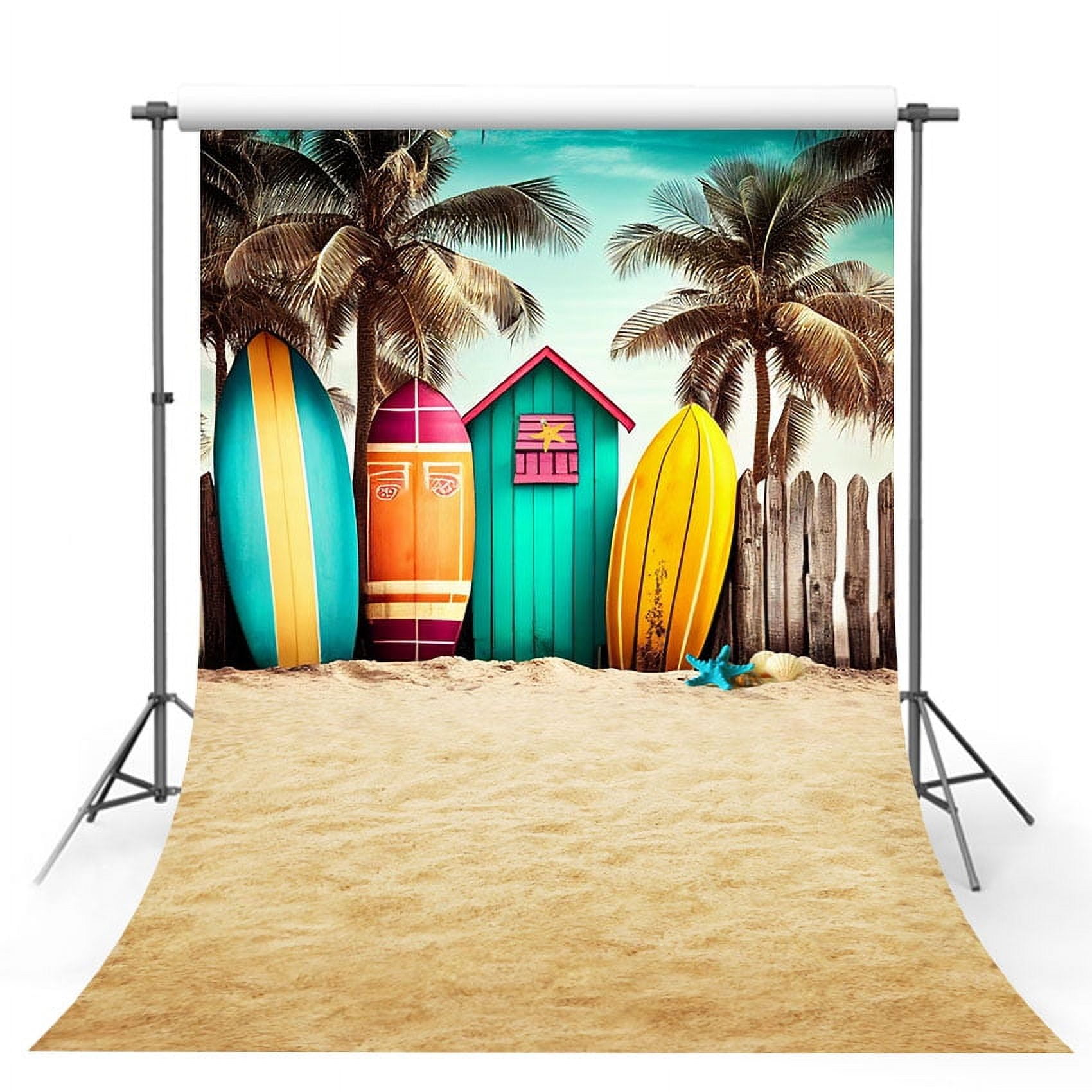 Summer Beach Tropical Hawaiian Surfs Up Seaside Kid Birthday Portrait r ...