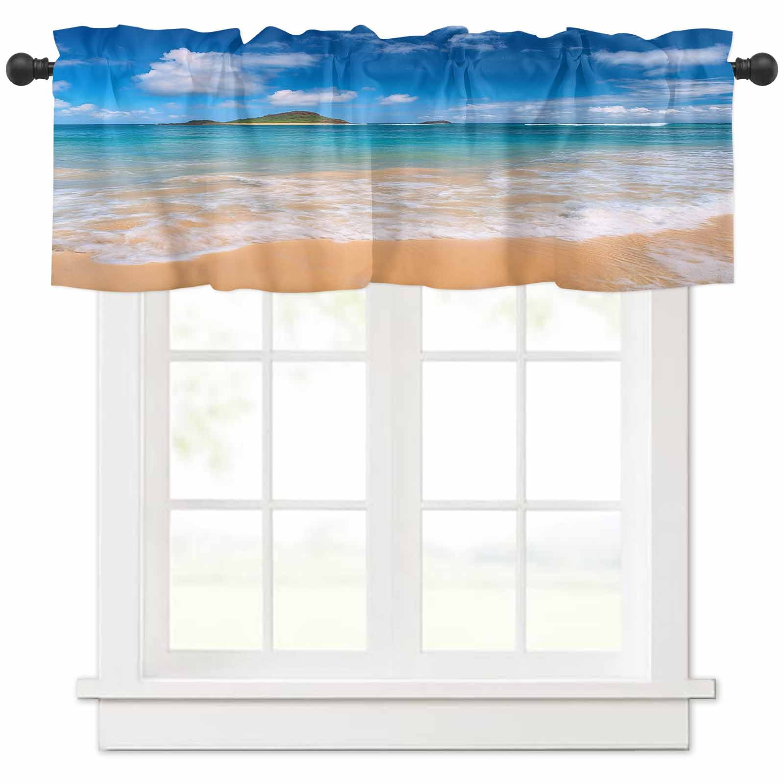 Summer Beach Valances for Windows Farmhouse Kitchen Curtains Valances ...