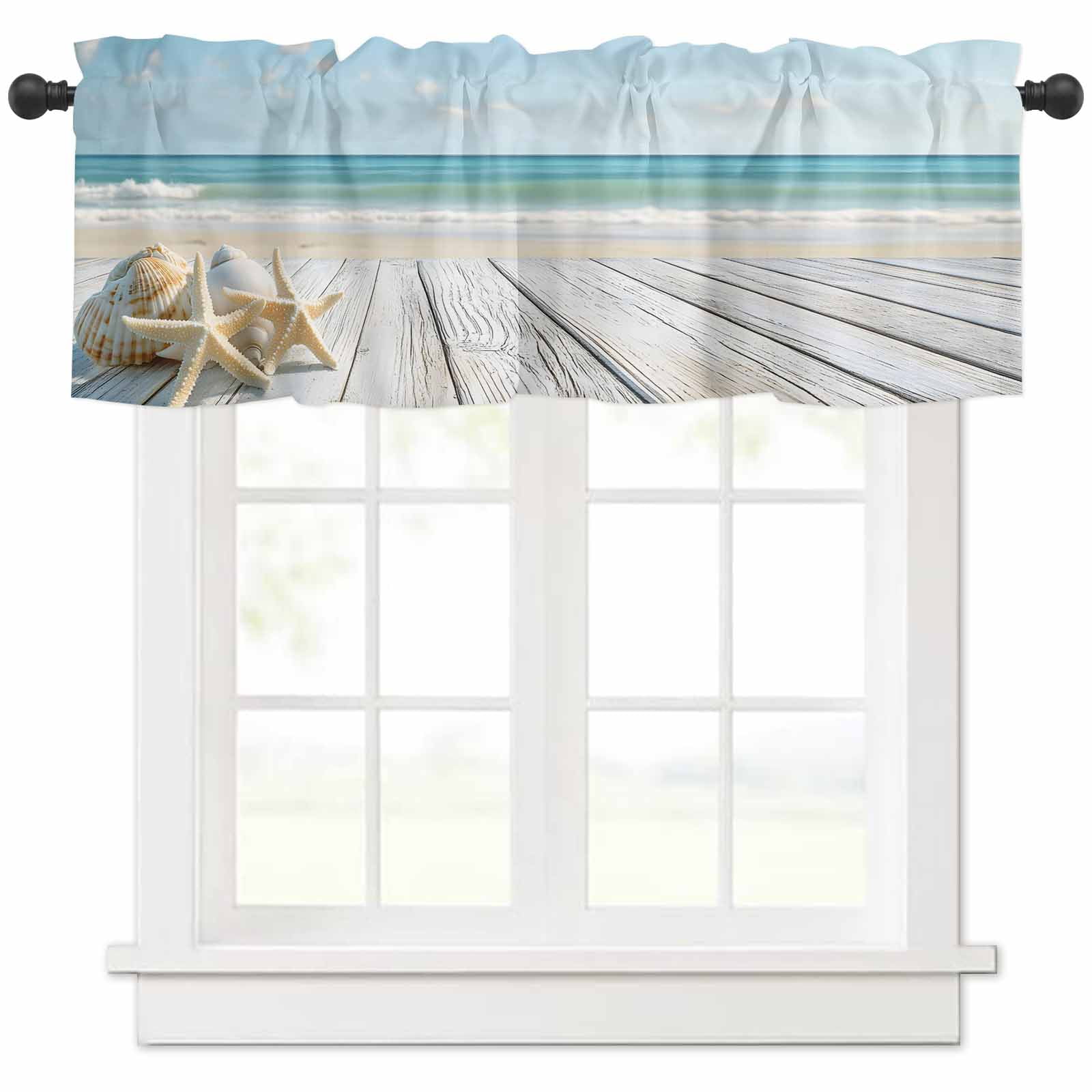 Summer Beach Valances for Windows Farmhouse Kitchen Curtains Valances ...