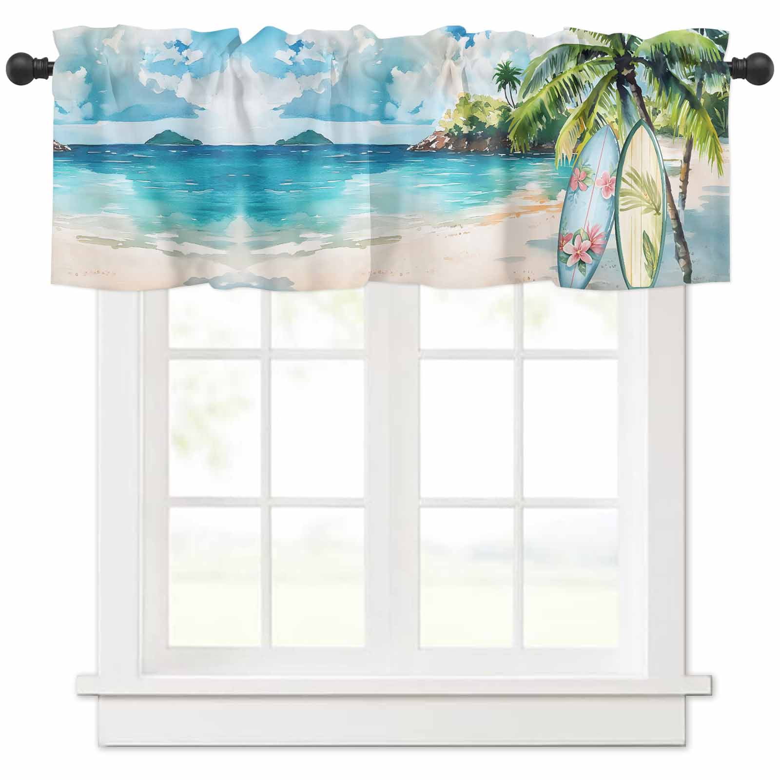 Summer Beach Valances for Windows Farmhouse Kitchen Curtains Valances ...