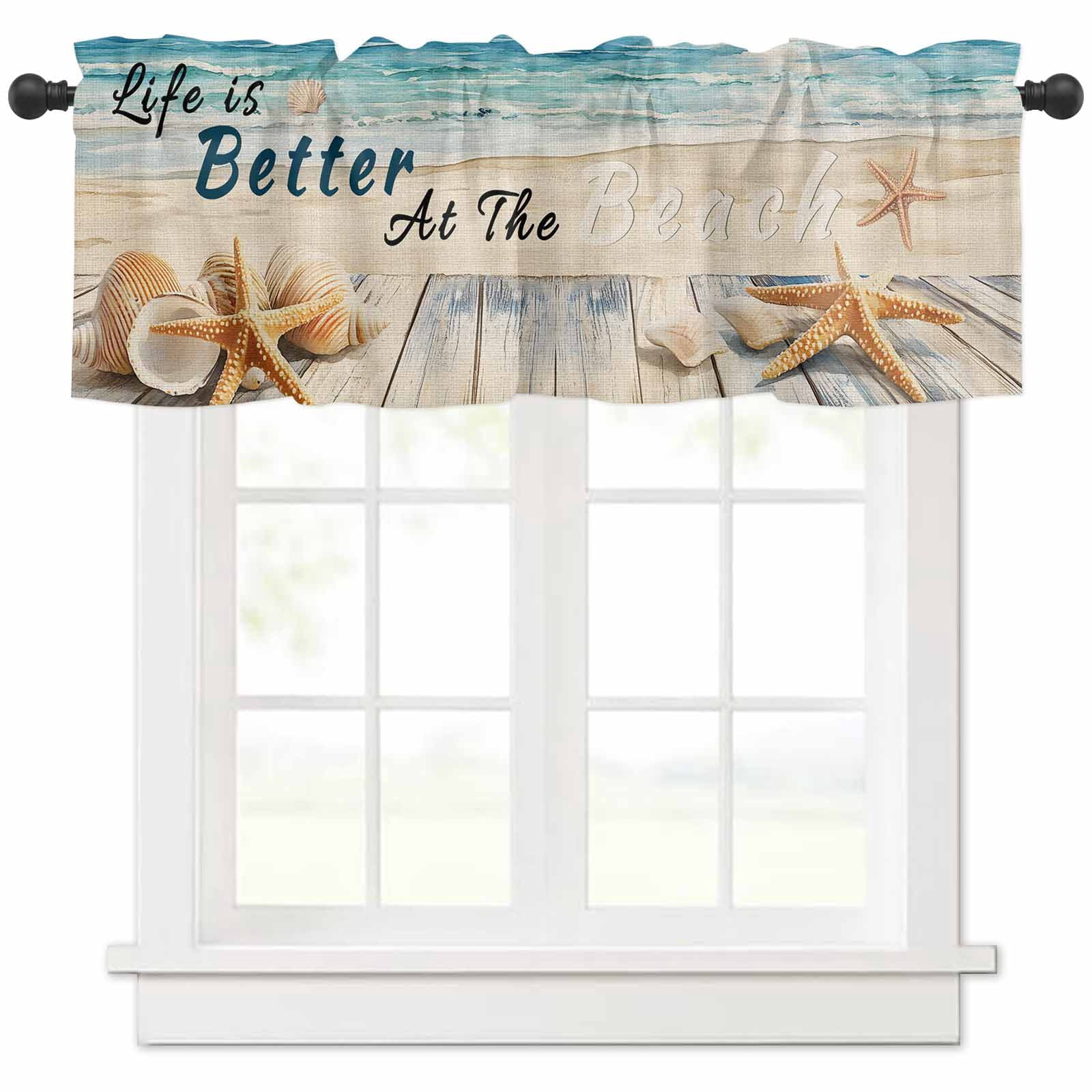 Summer Beach Valances for Windows Farmhouse Kitchen Curtains Valances ...