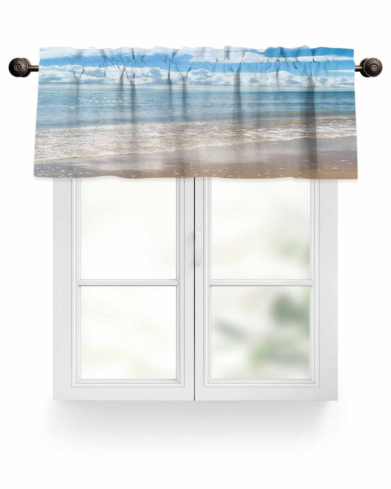 Summer Beach Valances for Windows Ocean Waves Sky Cloud Scenery Shore ...
