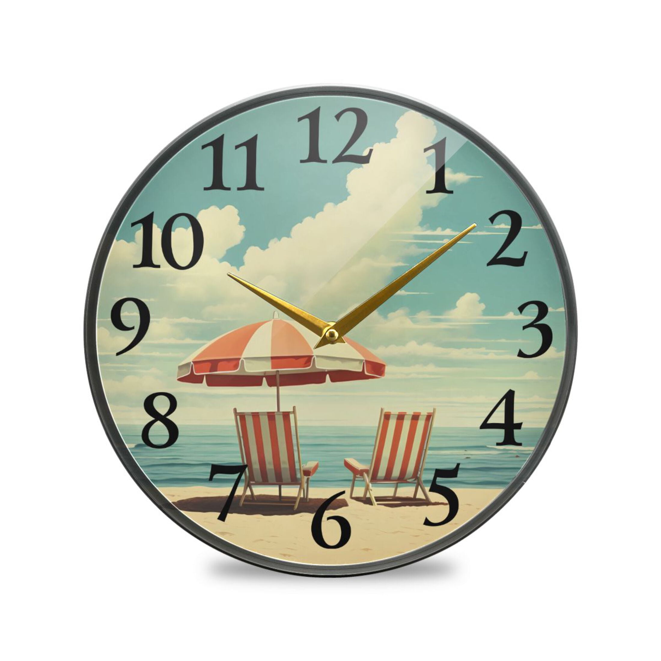 Summer Beach Vocation Style Wall Clocks Battery Operated 11.9 Inch ...