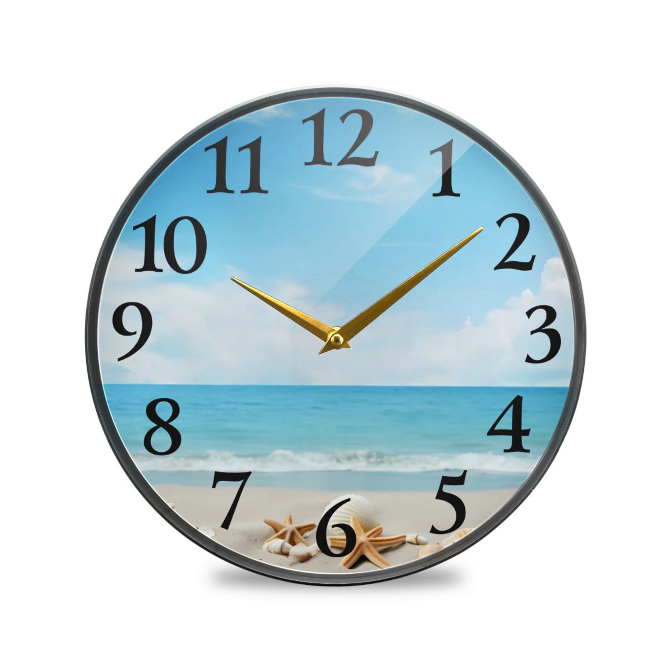 Summer Beach Wall Clocks Battery Operated 9.5 Inch Round Clock Acrylic ...