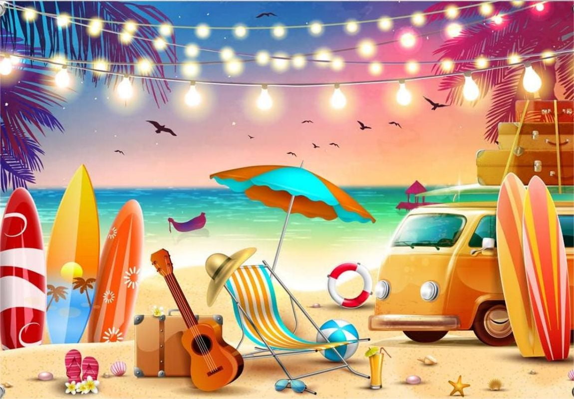 Summer Beach Window Background Hawaiian Tropical Photography Backdrop ...