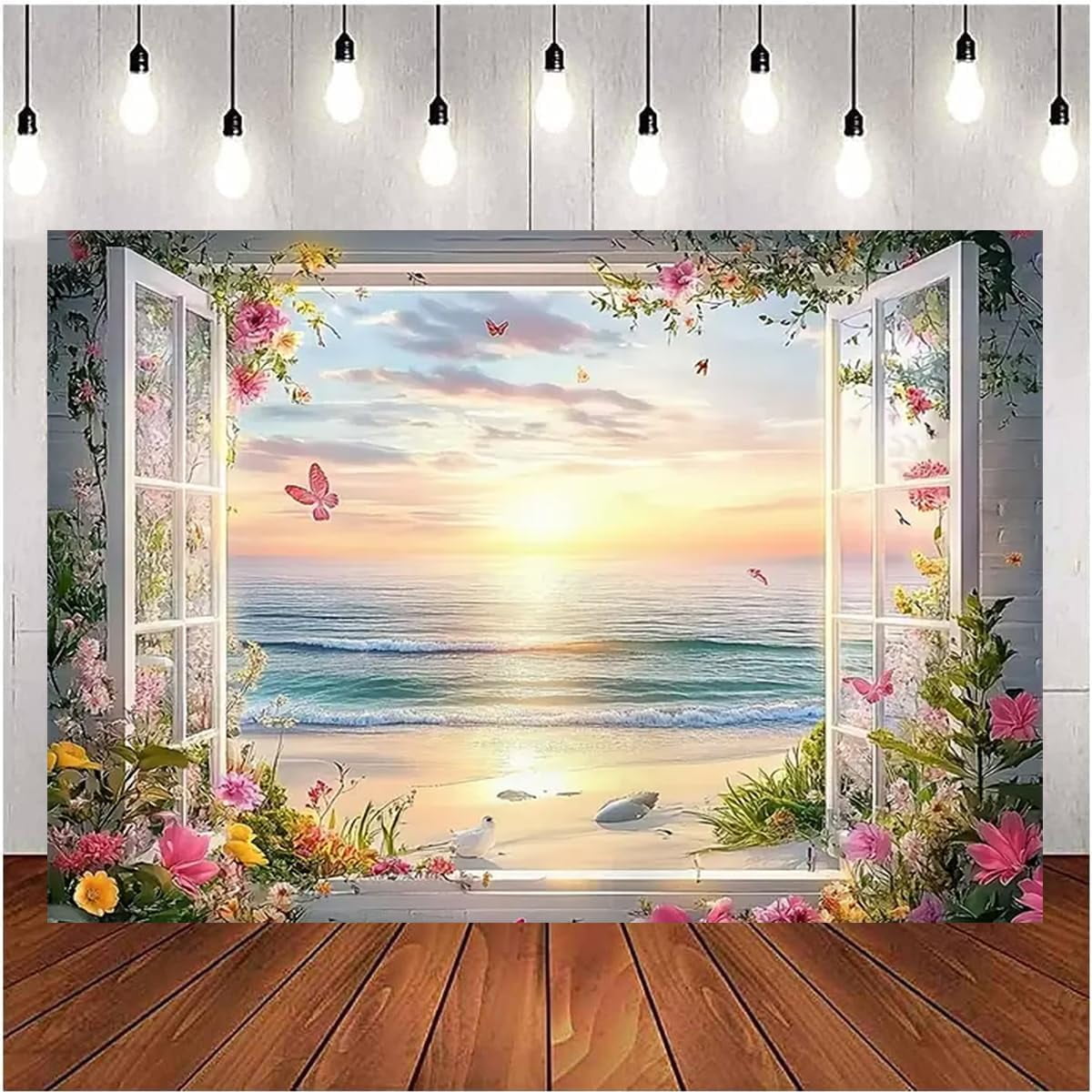 Summer Beach Window Birthday Party Backdrop Aloha Luau Bridal Shower ...