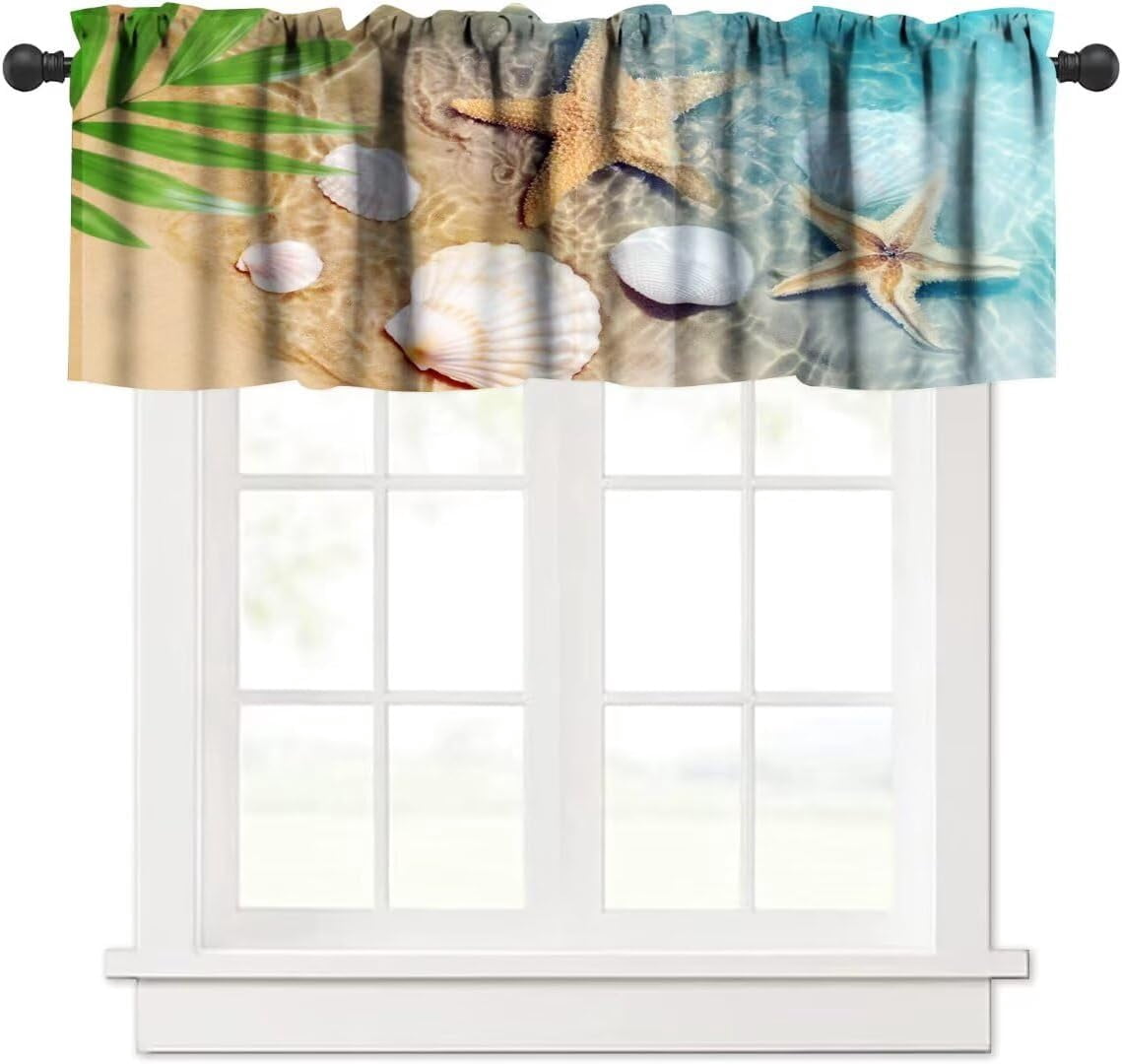 Summer Beach Window Valance, Summer Time Coastal Ocean Sea Water ...