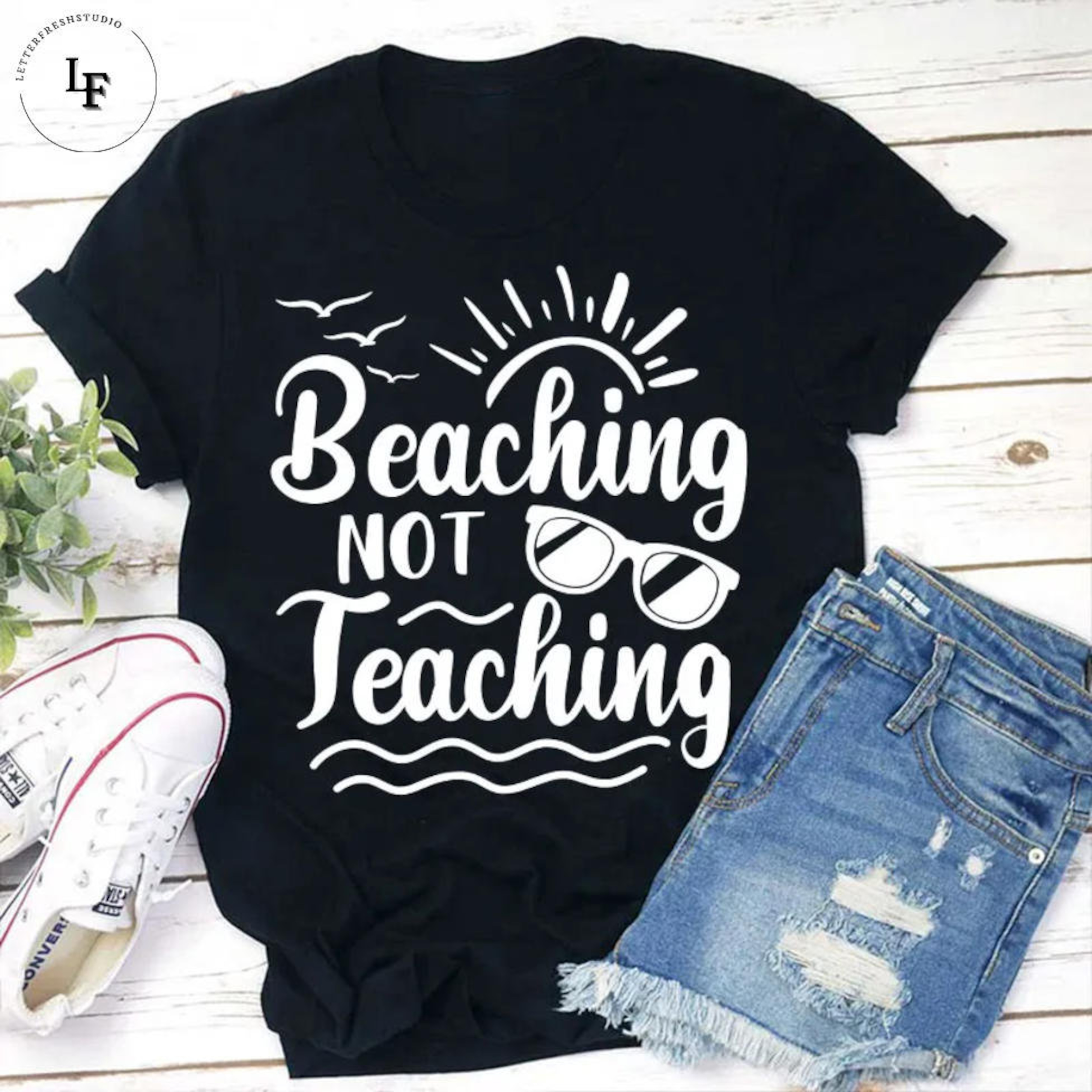 Summer Beaching Not Teaching Teacher Vintage T-Shirt, Teacher Shirt ...